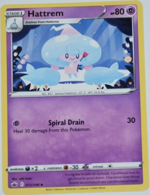 HATTREM 072/198 SWSH06: CHILLING REIGN POKEMON CARD UNCOMMON NM/M FAST ...