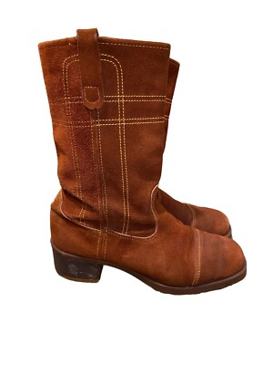 Men's Vtg 70's Rusty Suede Leather Platform Rock n Roll Disco Boots sz ...