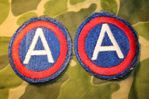 U.S. 3rd Army color shoulder patch 2 cut edge older type cotton back Patton WWII | eBay