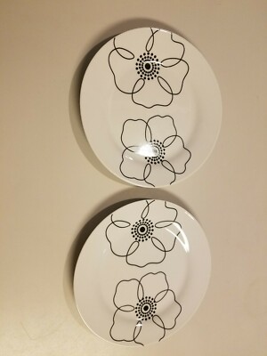 2~ Mod Petal by Pier 1 Black Outline on White Salad Plate 8" | eBay UK