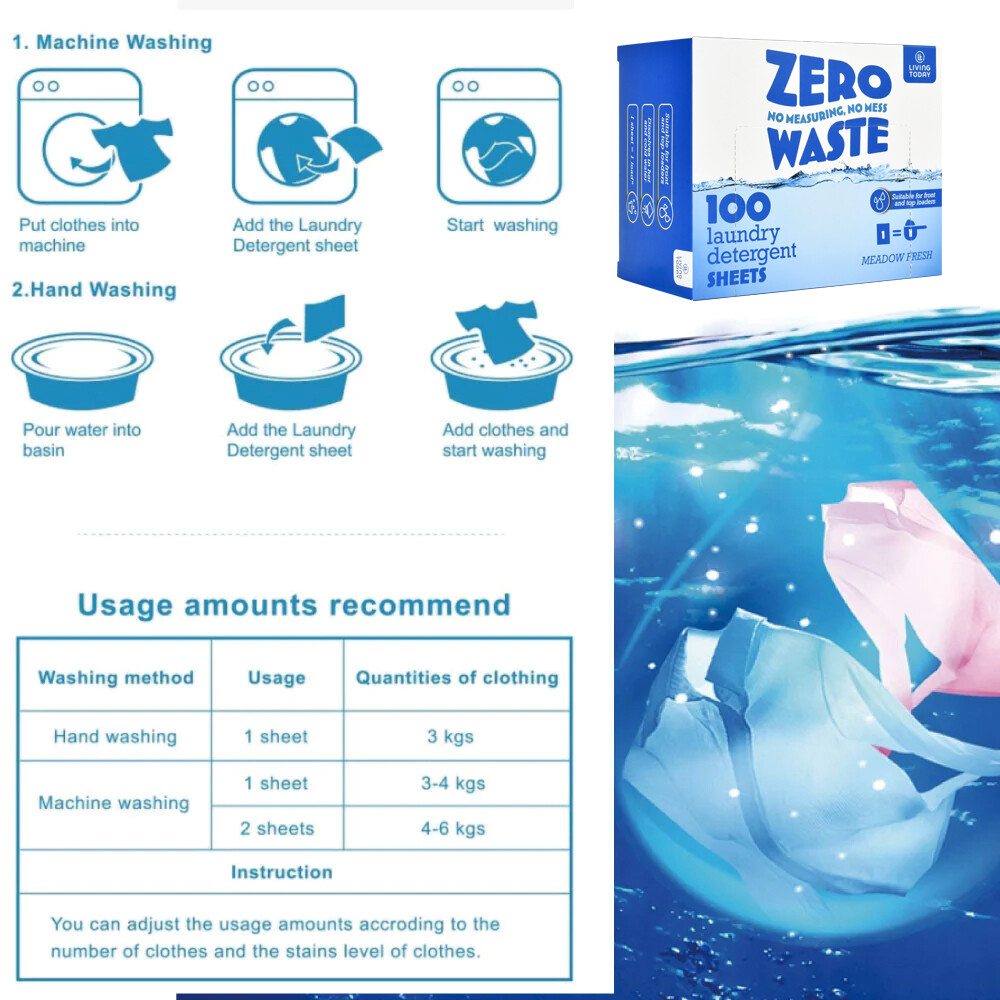 100/200/300 Sheets Ultra Concentrated Laundry Detergent Washing Machine ...