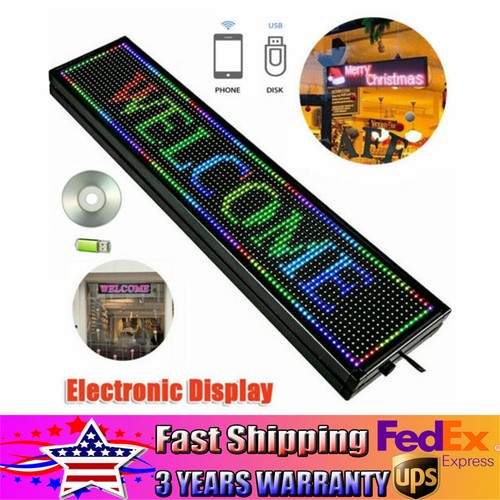 LED Sign 40" X 8" Scrolling Message Display Board 7 Color Programmable ...