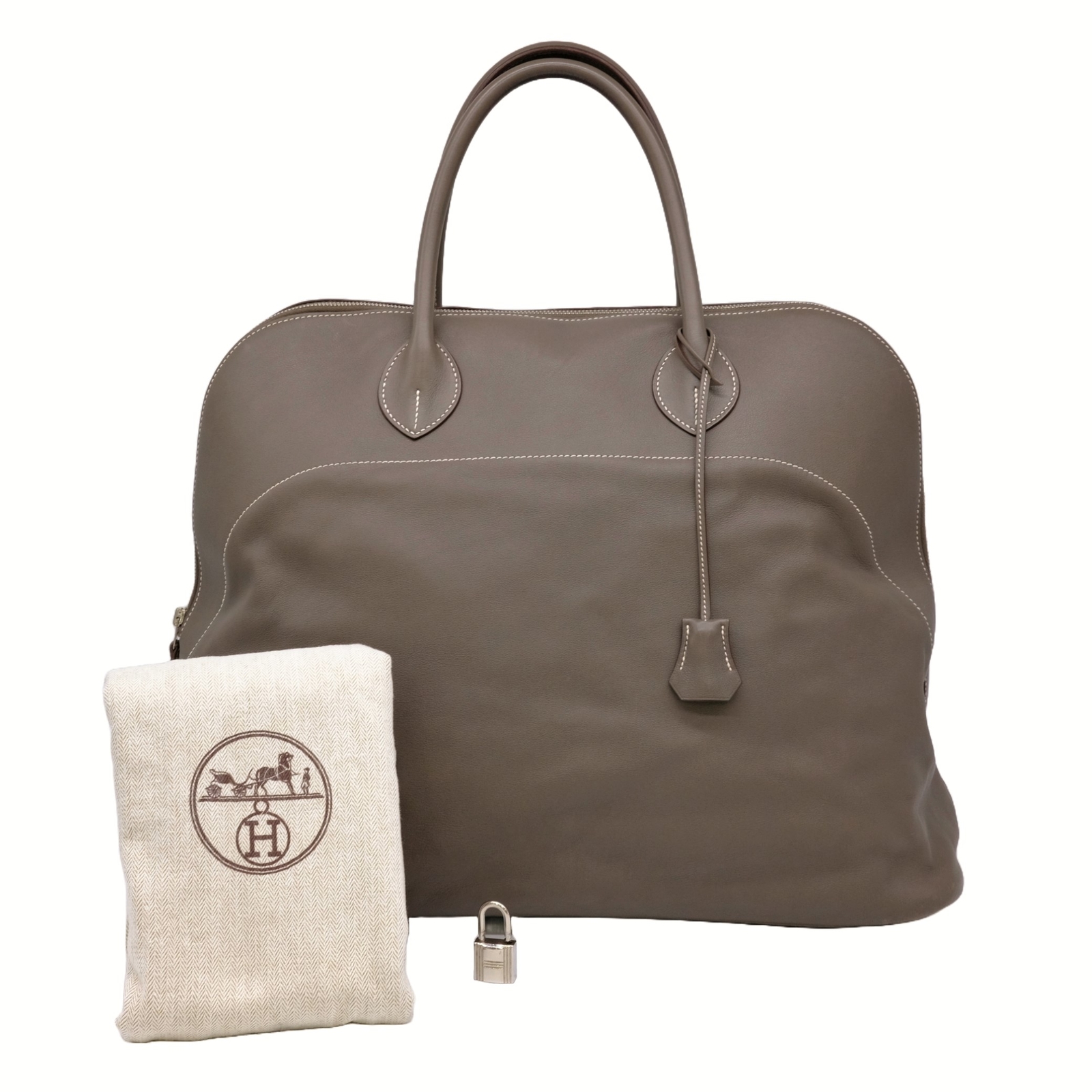 Hermes Bolide Relax 45 Veau Sikkim Ethan Greige Women… - Gem