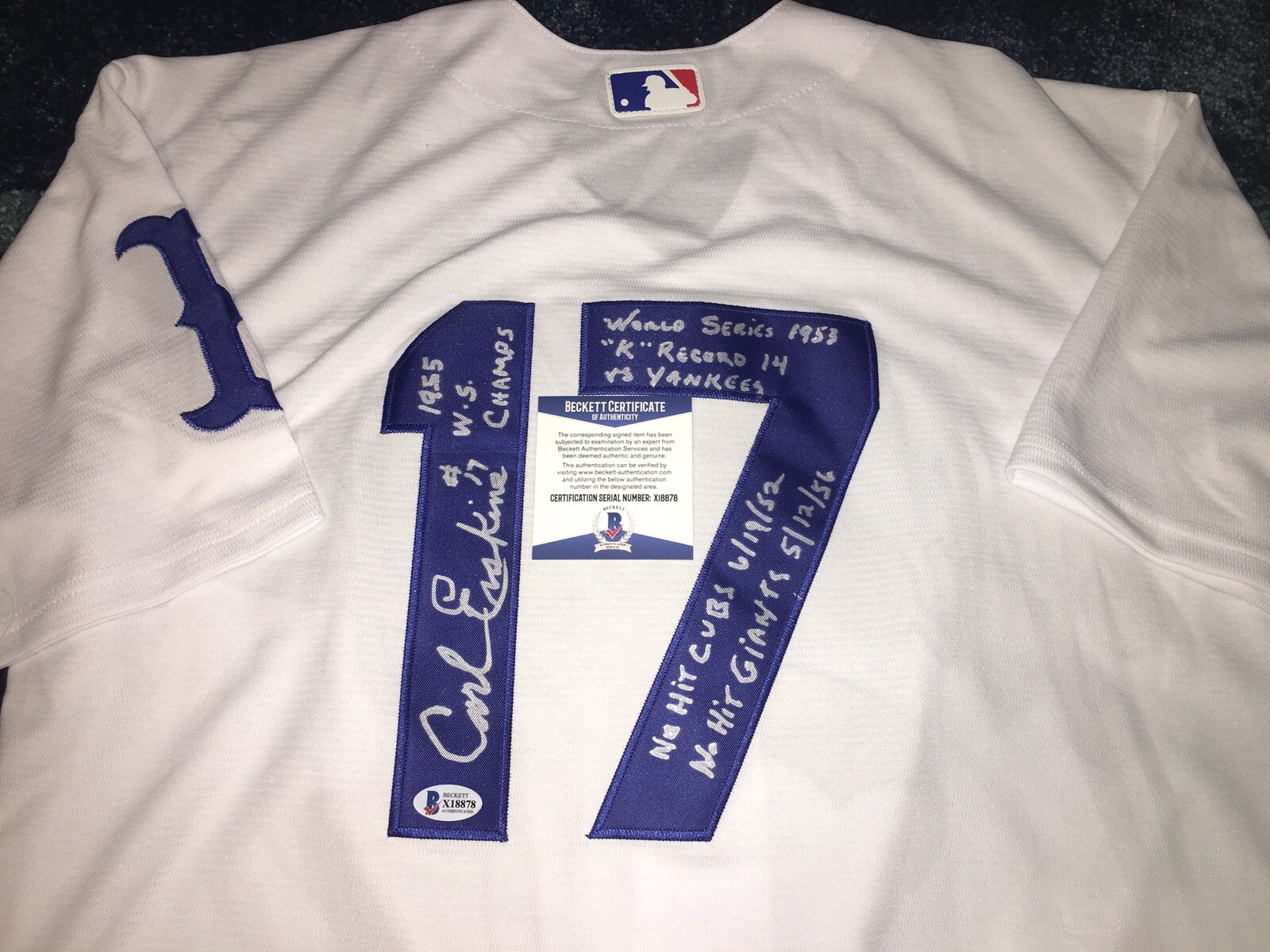 Carl Erskine Autographed Memorabilia | Signed Photo, Jersey ...