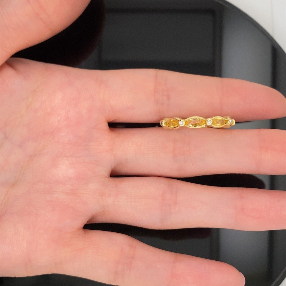 Doris Panos 18k Gold 1.80Ctw Diamond & Yellow Sapphire Eternity Ring ...