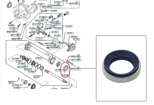 FRONT DIFF EXTENSION TUBE OUTER SEAL L/H (ID-40MM) For MAZDA BT50 2.5TD ...