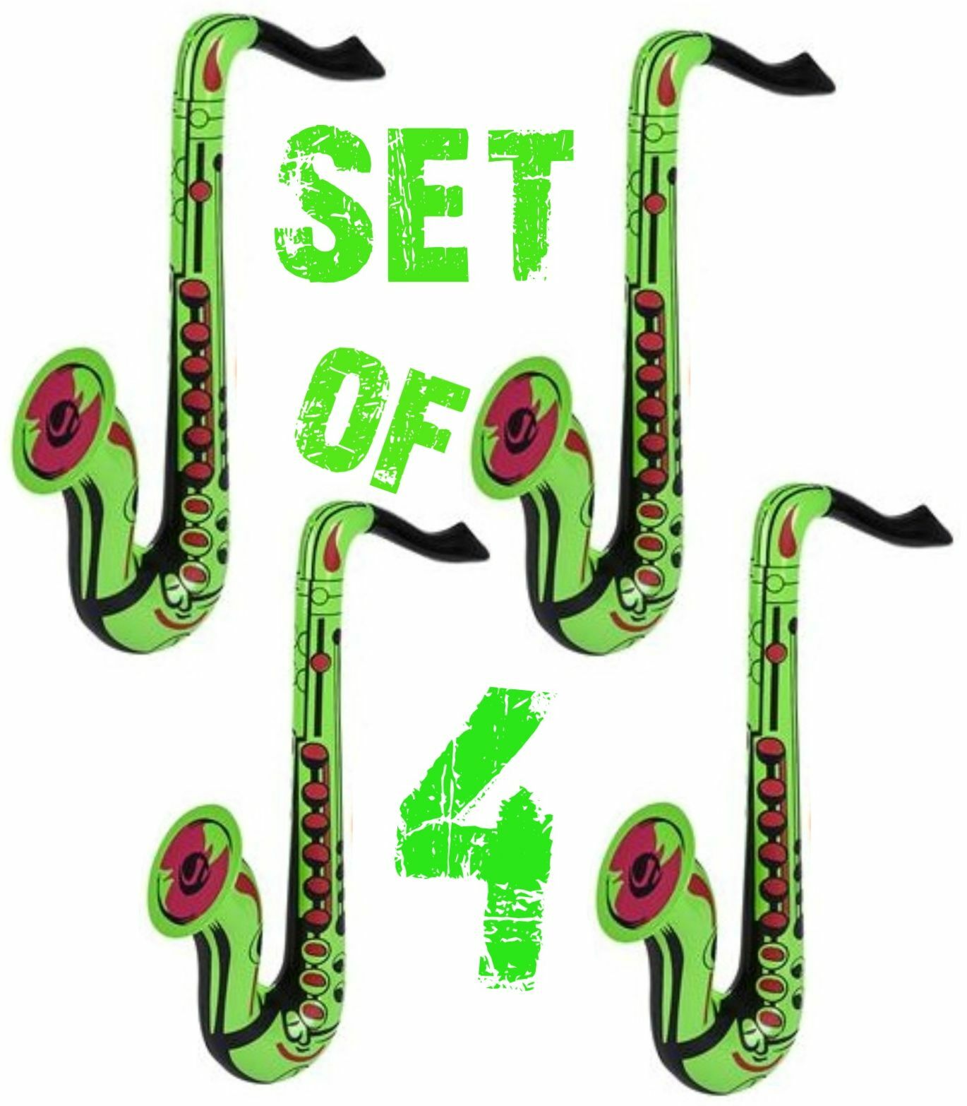 (Set Of 4) 24'' Green Cool Saxophones Symphony Inflatable Toy Party ...