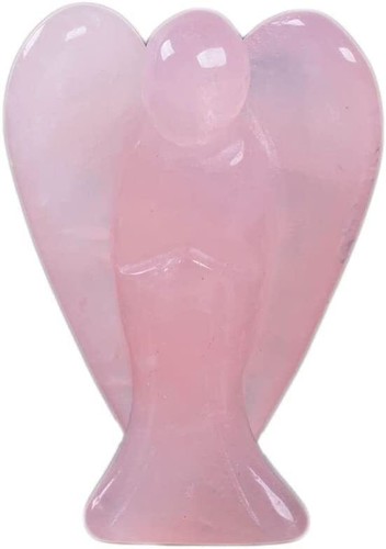 Natural Rose Quartz Carved Guardian Angel Figurine Crystal Reiki ...