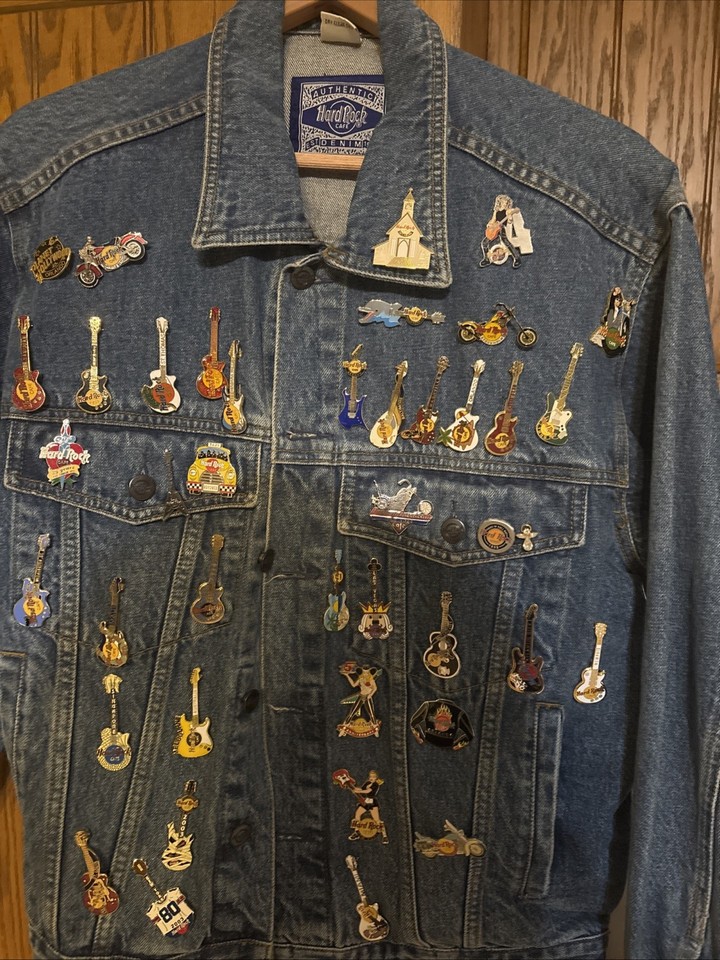 Hard Rock Cafe Guitar Jacket Size Small With Pins | eBay