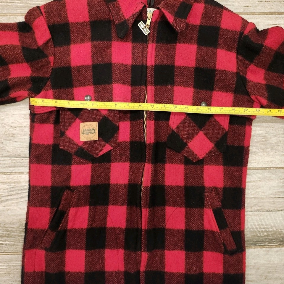 Labonville Red Lumberjack Plaid Made In USA 85 Percent Wool Jacket Zip ...