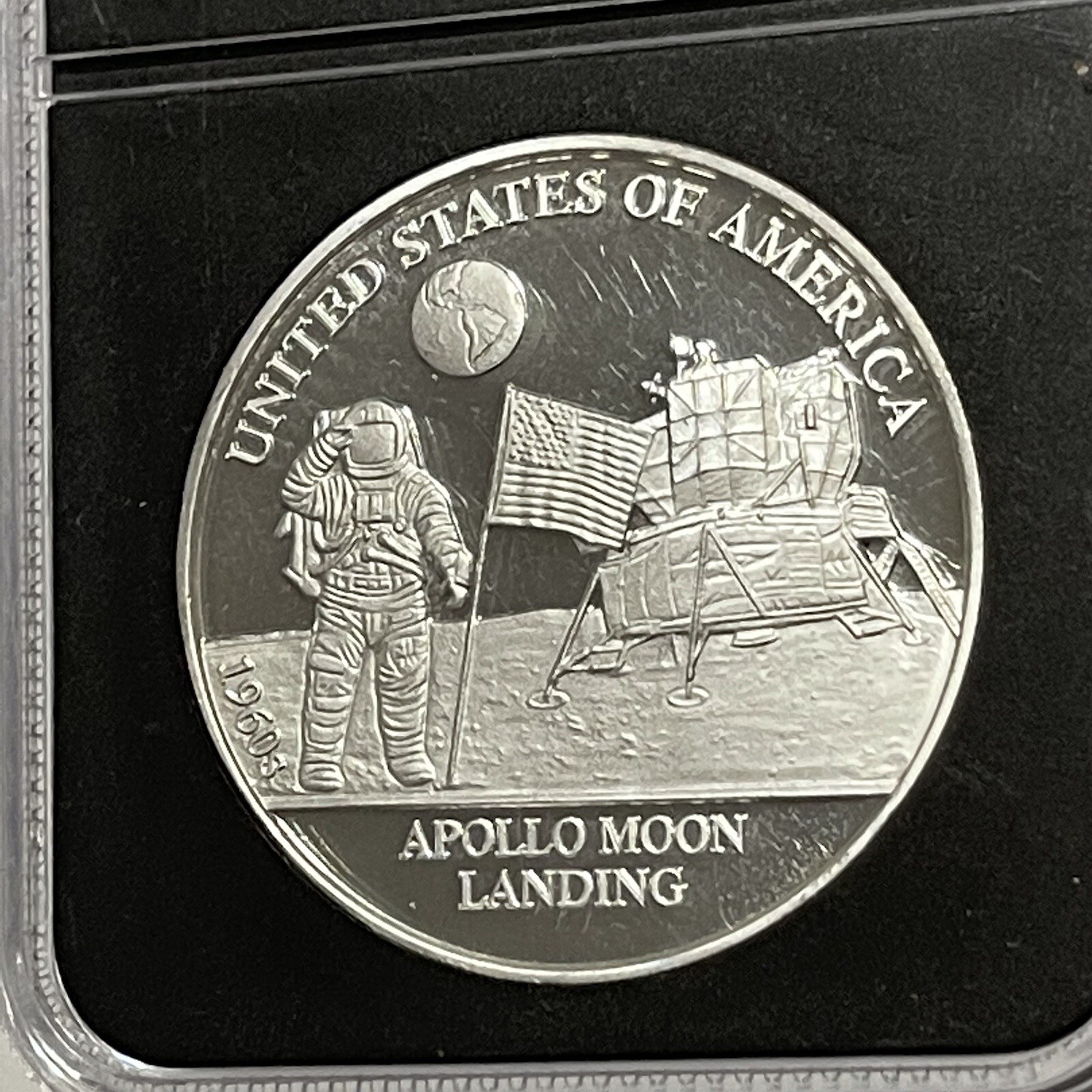 Apollo Moon Landing 1960’s Proof Coin 1 Troy Oz .999 Fine Silver Round ...