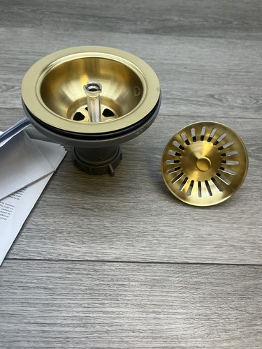 Brasstech 122LS/04 Basket Strainer Set for 3-1/2" Drain Satin Brass ...