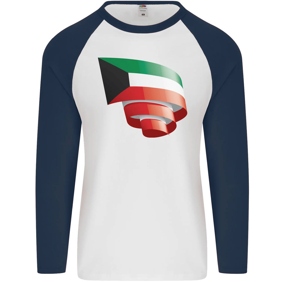 Curled Kuwait Flag Kuwaiti Day Football Mens L/S Baseball T-Shirt ...