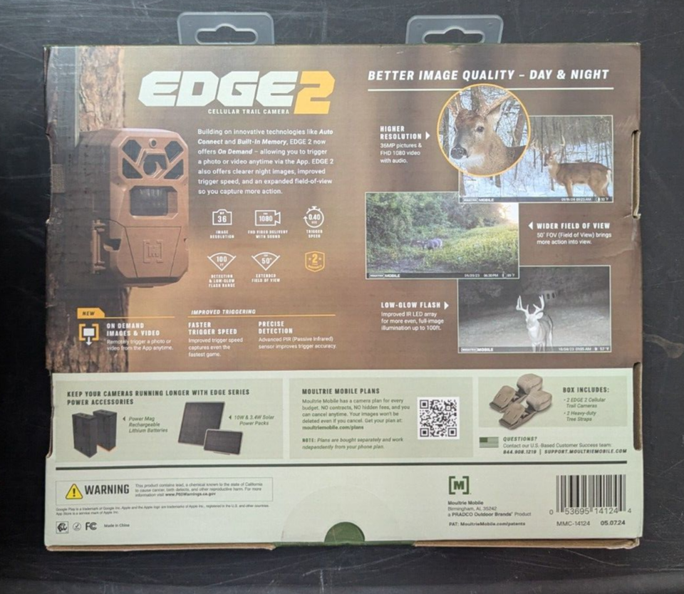 Moultrie Mobile EDGE 2 100ft Range 36MP Cellular Trail Camera MMC-14124 ...