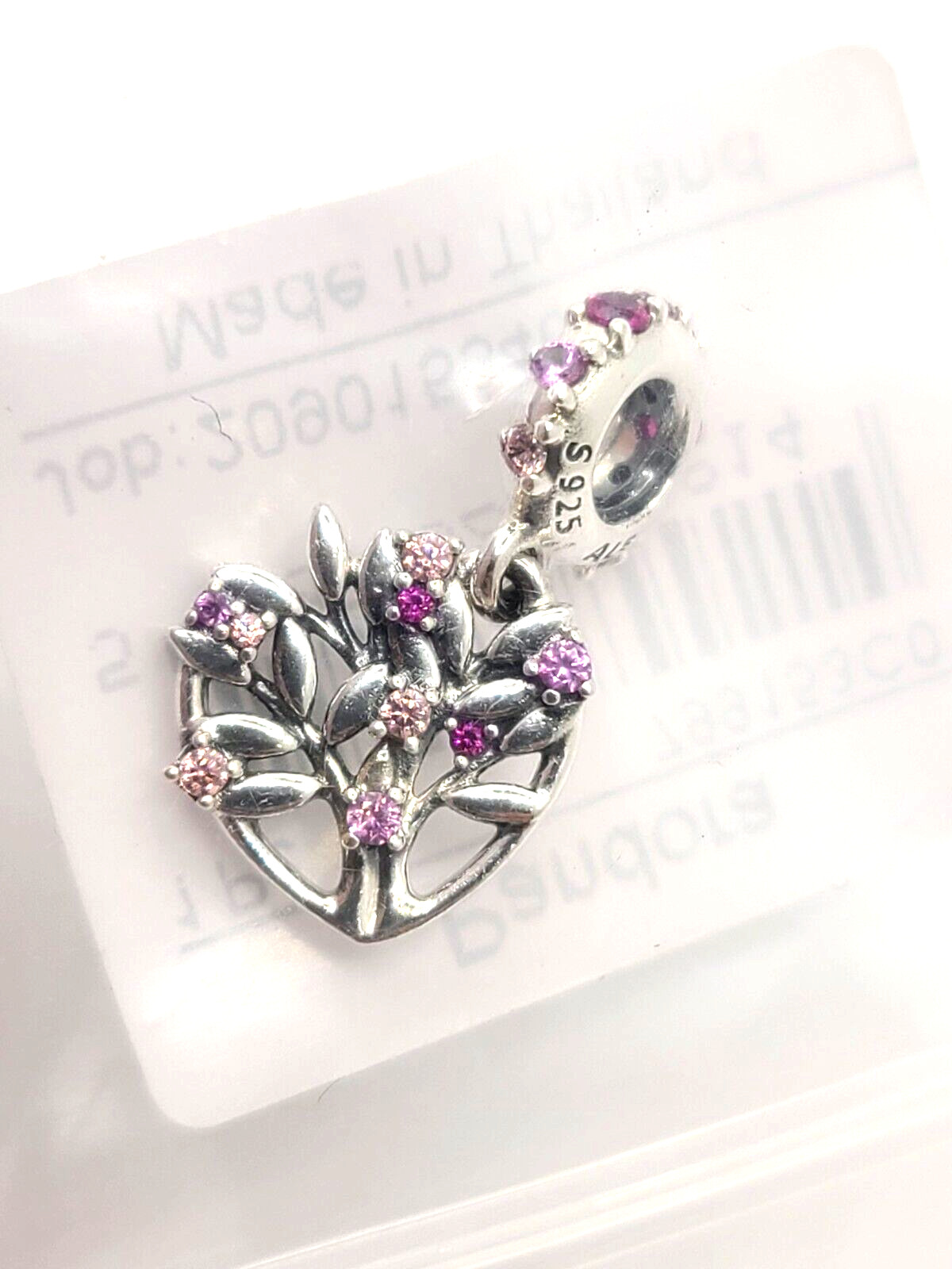 Authentic Pandora Pink Heart Family Tree 799153C01 - Gem