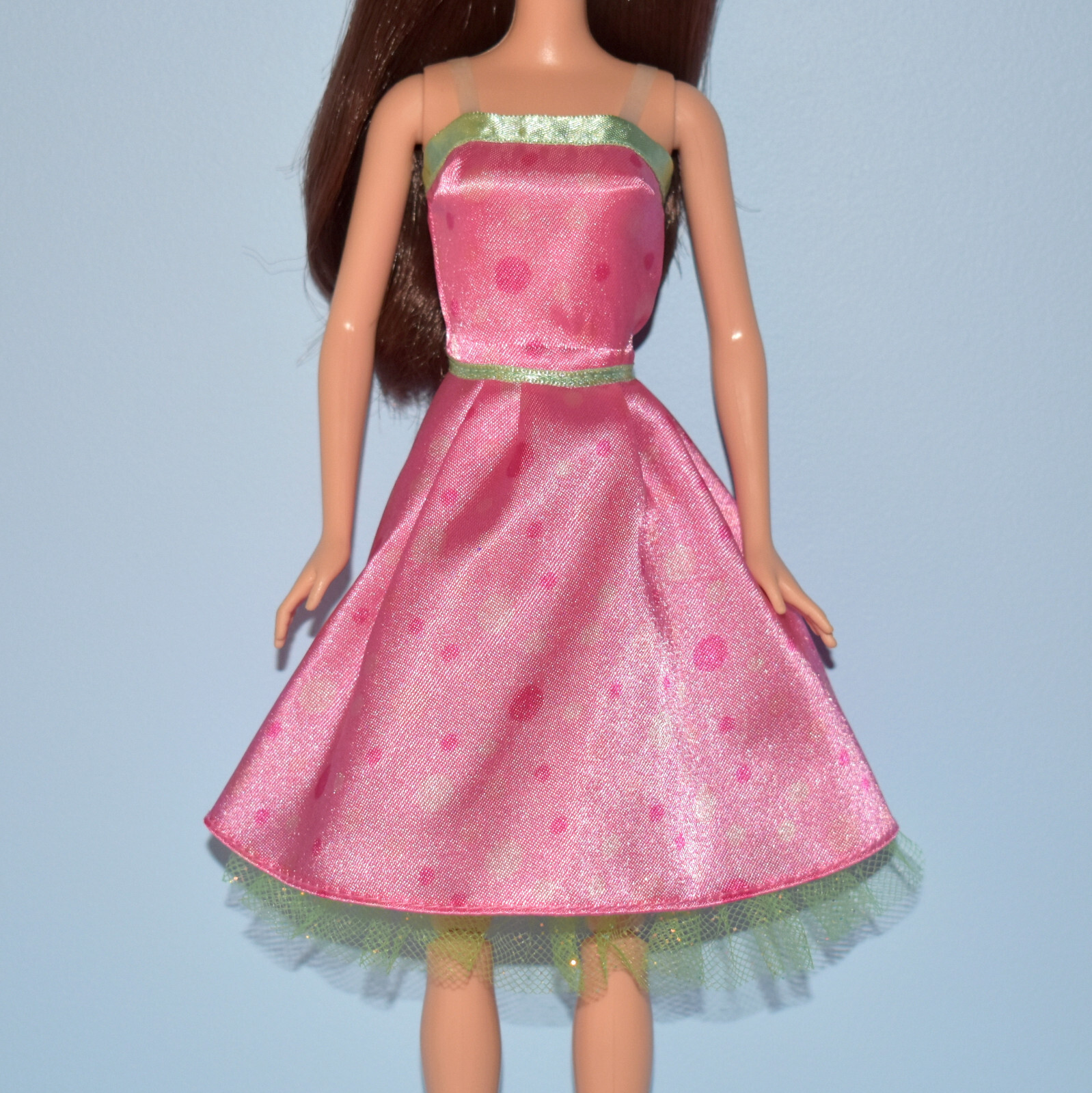 Genuine Barbie Light Pink Dress w/ Dark Pink Polkadot & Mint Green Trim ...