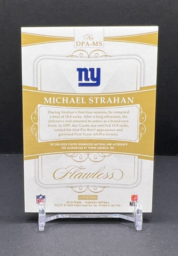 2020 Flawless Football Michael Strahan Dual Patch Autograph 04/15 #DPA ...