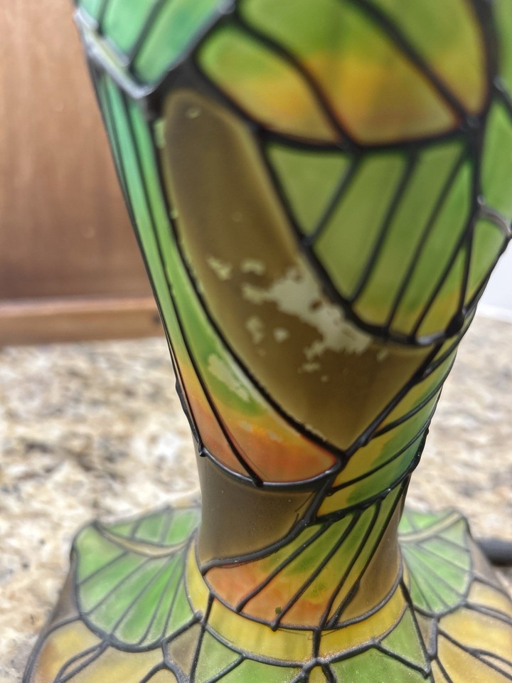 Tiffany-Style Stained Glass Table Lamp – Amber Ruffled Shade | eBay