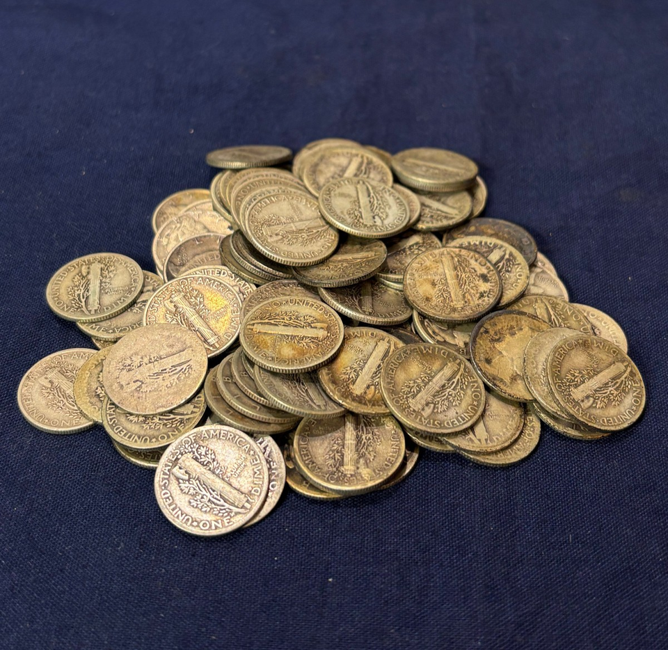 Silver Mercury Dime Rolls 90% Silver 100 Dimes $10 Face | eBay