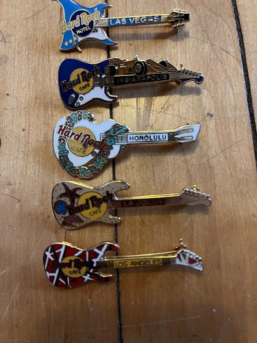 Hard Rock Cafe pin vintage pins lot 5 guitars Honolulu, Las Vegas LA | eBay