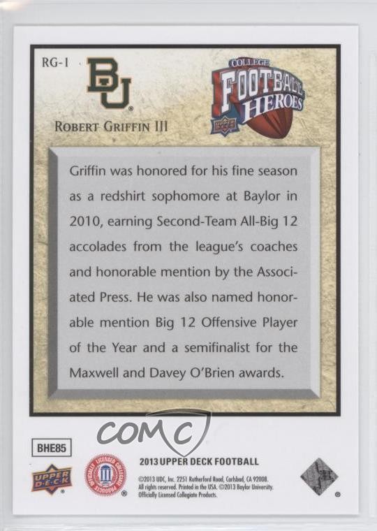 2013 Upper Deck College Football Heroes Retail Robert Griffin III #RG3 ...