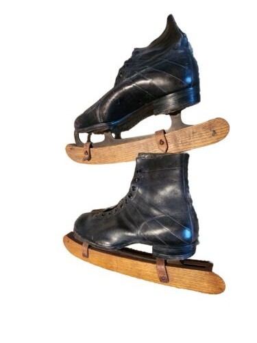 Vintage 1920s Black Leather Ice Skates Antique -Women's Size 8 | eBay