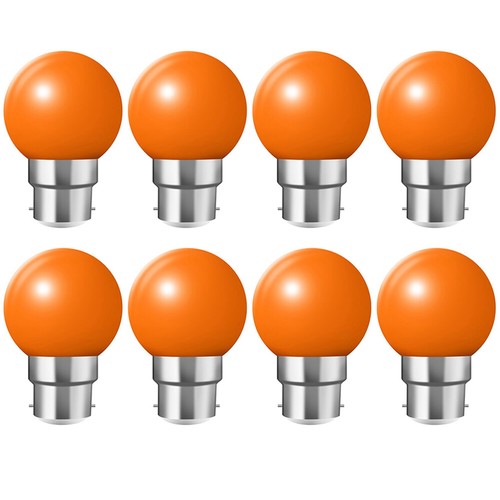 8 Pcs B22 Bayonet BC 2W LED G45 Globe Bulb Orange Color Non-dimmable ...