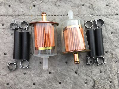 (2)5/16"Inline Fuel Filter Kits Metal Plastic Fit Includes Hoses And ...