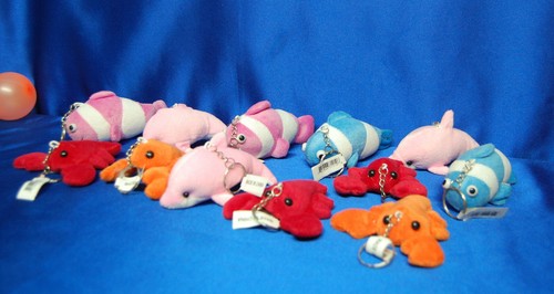Dolphin Plush KeyChains Clown Fish Key Chains Lobster Key Chains Favors ...