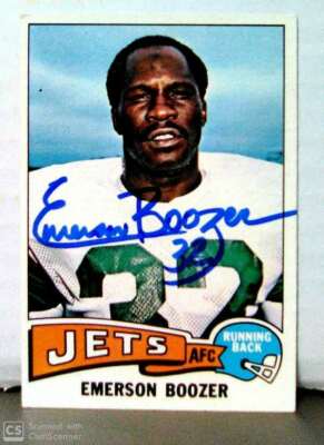 EMERSON BOOZER SIGNED 75 TOPPS FOOTBALL CARD JETS | eBay