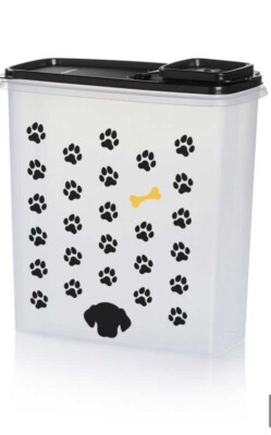 TUPPERWARE SUPER CEREAL STORER SHEER BLACK SEAL 20 CUP 4.8L DOG PAWS ...