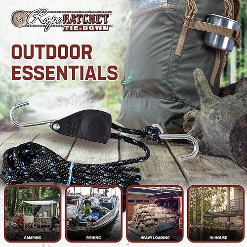 10025 3/8 Inch Block And Tackle Ratchet Tie Down Rope Hoist Pulley ...