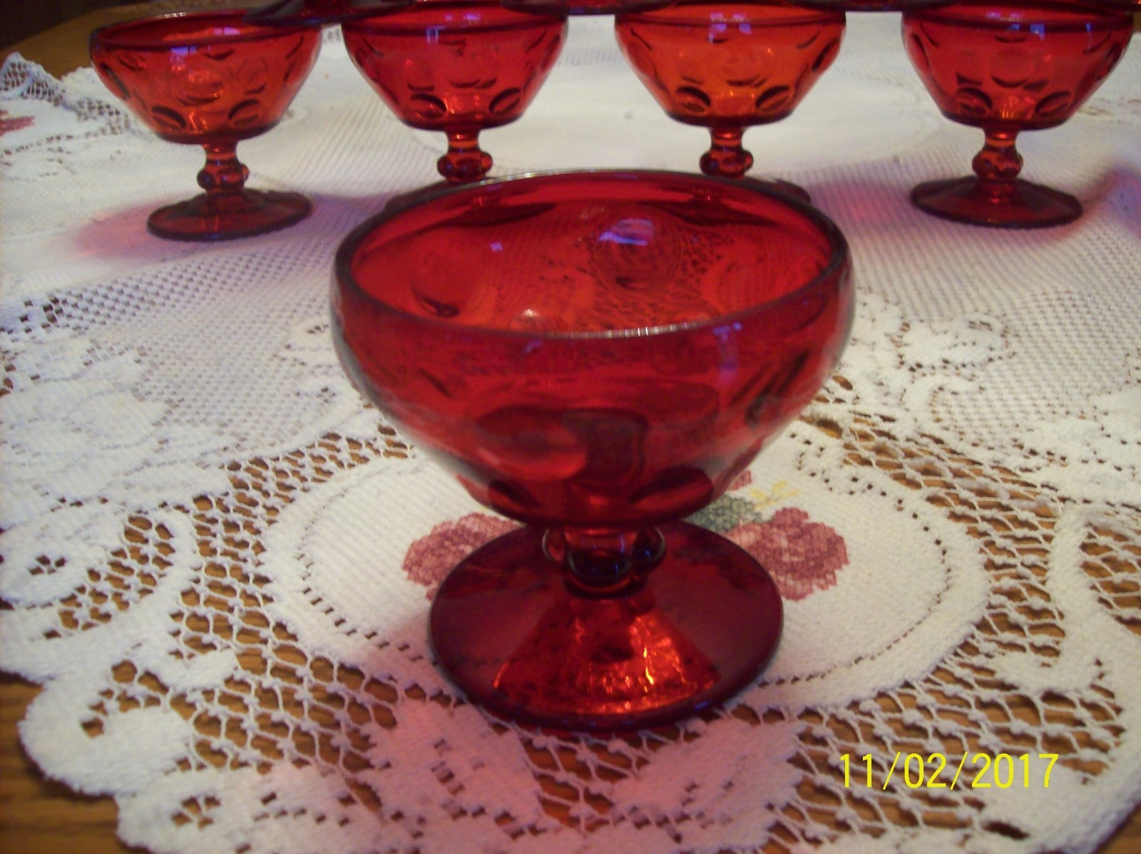 Paden City Rudy Red Popeye & Olive 11 Champagne Sherbet Glasses, 2 ...