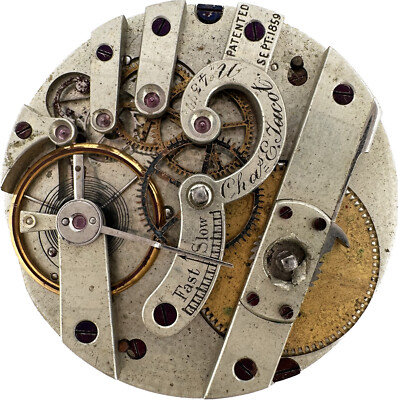 Antique 36.5mm Early Charles Jacot 15 Jewel Key Wind Pocket Watch ...