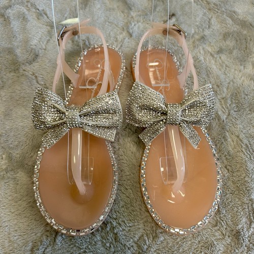Jessica Simpson Girls Sz 13 T Silver & Pink Thong Sandals Bow NWOT | eBay
