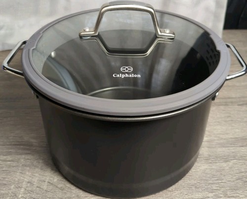 Calphalon 5-Qt Hard Anodized Pour & Strain Dutch Oven Stock Pot + Lid ...