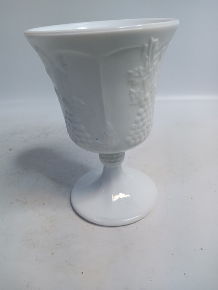 Indiana Glass Colony Milk Glass Grape Pattern Footed Wine Goblet #30 | eBay