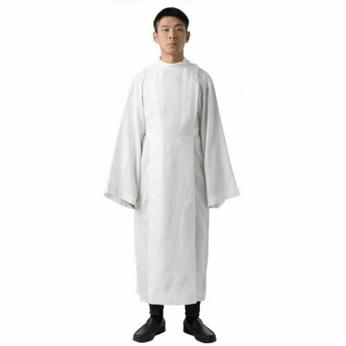 White Alb Clergy Church Backing Vestments Priest Long White Robe D003 ...