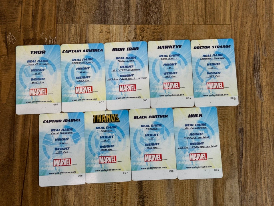 Marvel Avengers Arcade Coin Pusher 9 Collectable Card set with THANOS ...