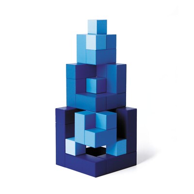 Kurt Naef Cubicus blue wooden toy creative cube game building puzzle P ...