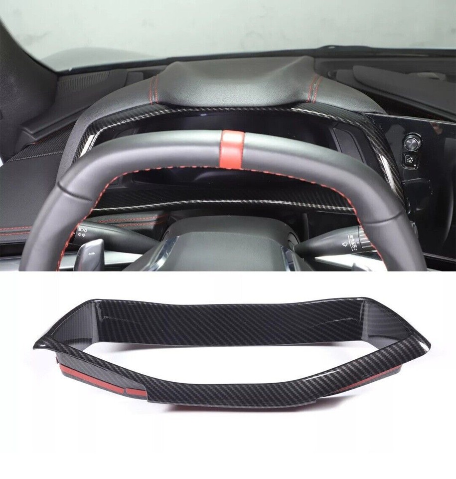Carbon fiber style dashboard frame cover trim for Chevrolet Corvette C8 ...