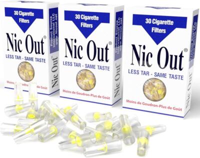 3 PACKS NIC-OUT Cigarette Filters TOTAL 90 tips Cut the Tar Keep the ...