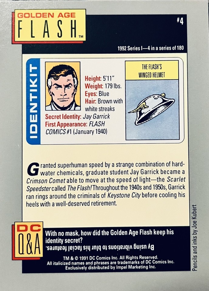 Brand New: Vintage 1991 DC Comics Golden Age Flash Trading Card | eBay