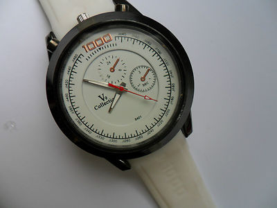 Very Smart Black and White Faced Quartz Watch White Strap | eBay UK