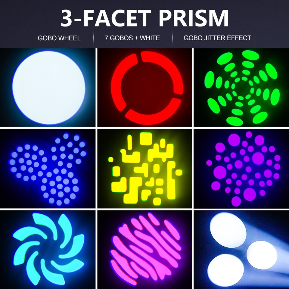 170W LED Laser Beam Moving Head 3Prism Gobo Stage Light DMX DJ Disco ...