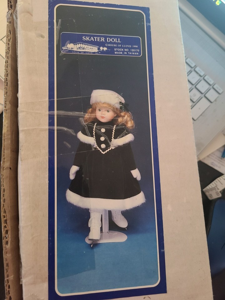 Vintage Porcelain Winter Ice Skater Doll With Dress Skates Hat and ...