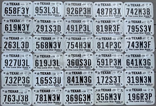 30 TEXAS Motorcycle License Plates/Tags Authentic Metal COLLECTORS or ...