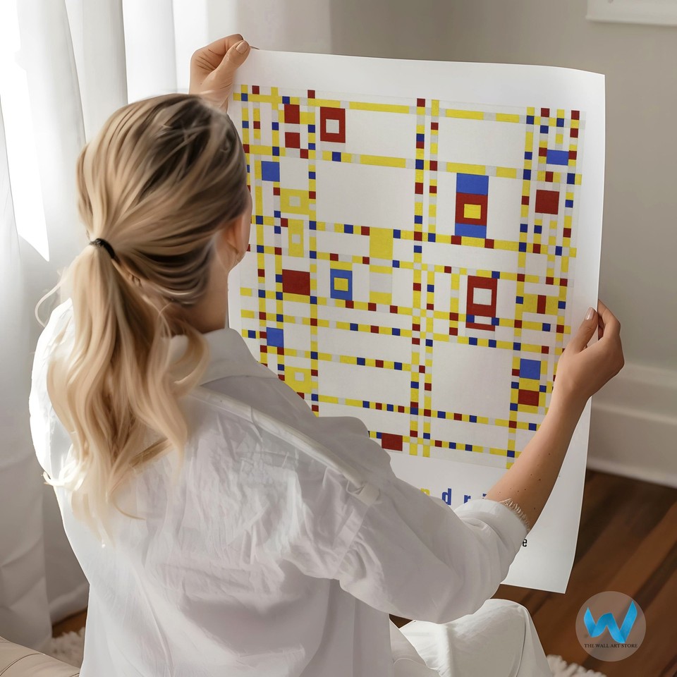 Abstract Wall Art Poster by Piet Mondrian - Broadway Boogie Woogie | eBay