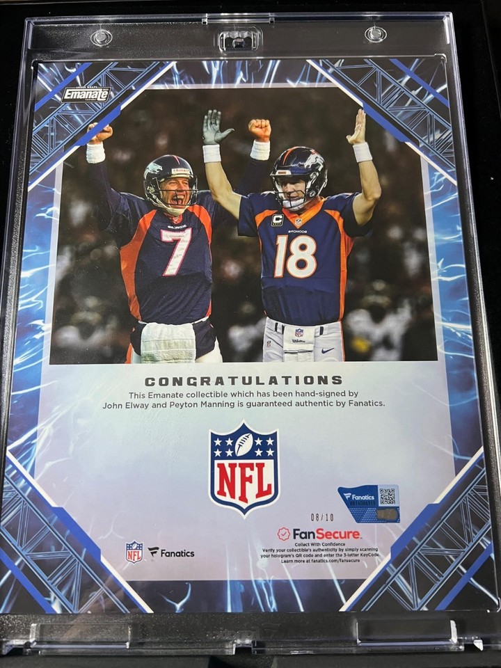 2025 Fanatics Emanate John Elway & Peyton Manning 8x10 Dual Autograph ...