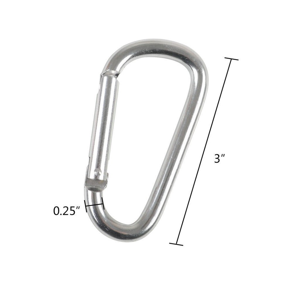 50/100pcs Aluminum Carabiner Key Chain Clips Hook 2" D Shape Spring ...